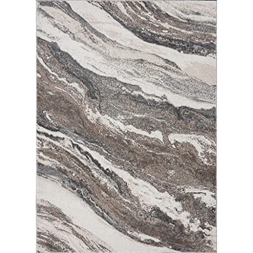 LUXE WEAVERS Rug – Art Deco Living Room Carpet with Marble Swirl – Persian Area Rugs for Modern Home Décor, Soft Luxury Rug, Stain-Resistant, Medium Pile, Jute Backing, Grey / 5’ x 7’