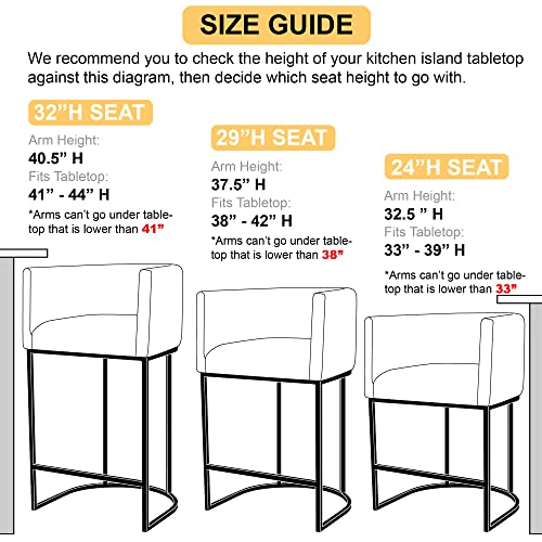 RIVOVA Contemporary Cream Linen Bar Stool, 29" Upholstered Fabric Counter Height Barstool Kitchen Counter Island Stool with Black Metal Base