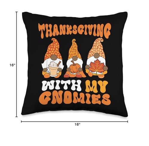 Thanksgiving African American Black Gnome Family Throw Pillow