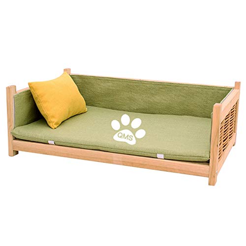 LXLA Elevated Dog Beds with Green Mattress, Indoor Wooden Frame Orthopedic Portable Pets Cot, for Large Medium Small Cats and Dogs (Size : XXL 100Ć60Ć30cm)