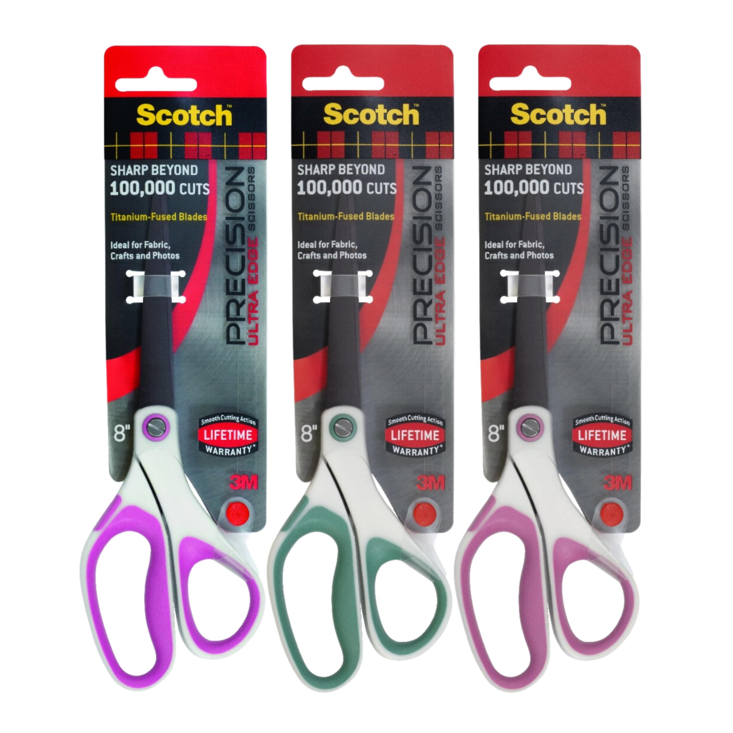 Scotch 8-Inch Precision Ultra Edge Scissors, 3-Pack (1458-3)