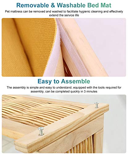 LXLA Elevated Dog Beds with Green Mattress, Indoor Wooden Frame Orthopedic Portable Pets Cot, for Large Medium Small Cats and Dogs (Size : XXL 100×60×30cm)