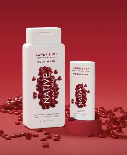 Native Candy Shop Limited Edition Body Wash Set | Sulfate Free, Paraben Free, & Dye Free, 18 oz each, Pack of 2 (Sweet Cinnamon Hearts)