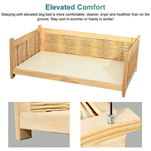 LXLA Elevated Dog Beds with Green Mattress, Indoor Wooden Frame Orthopedic Portable Pets Cot, for Large Medium Small Cats and Dogs (Size : XXL 100×60×30cm)