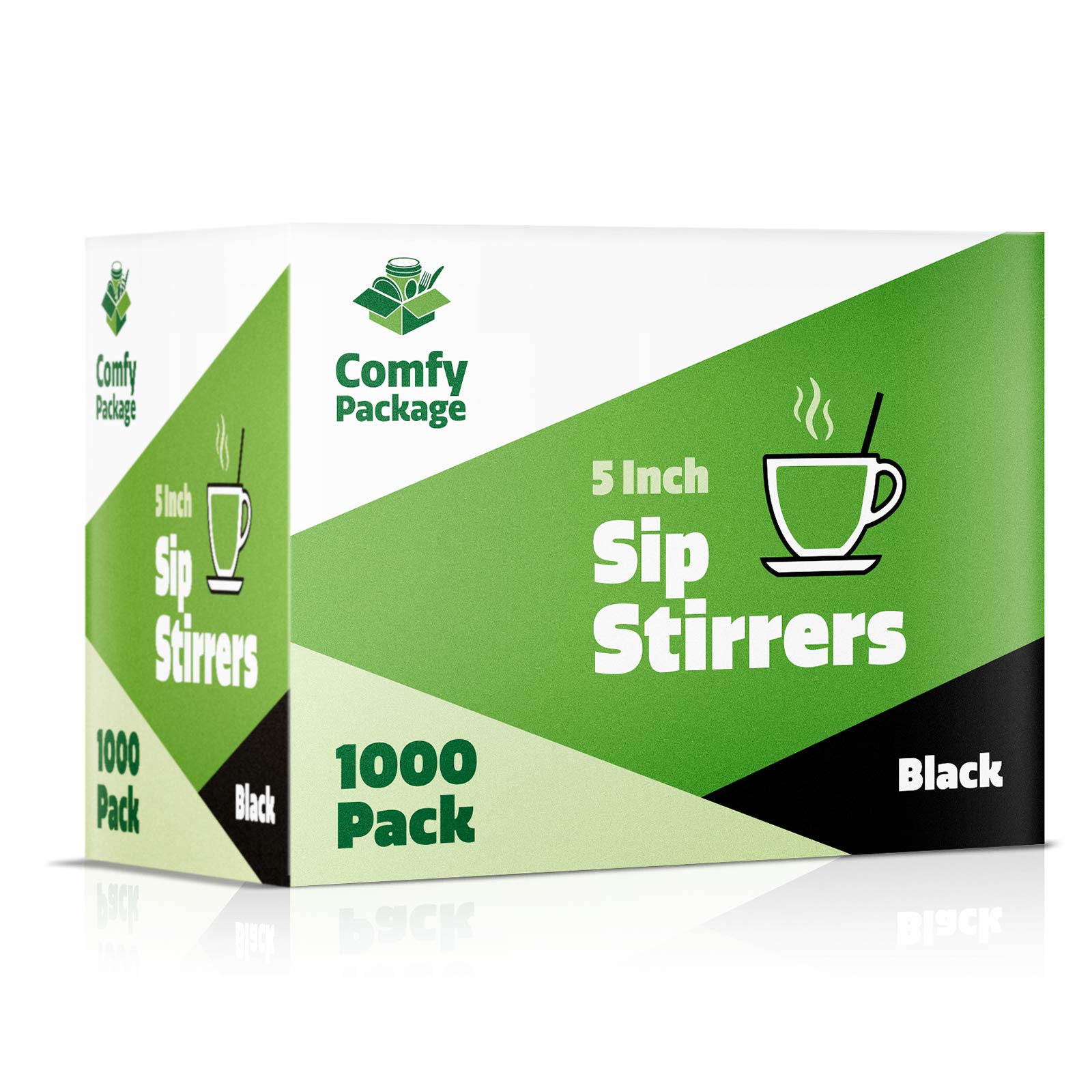 5 Inch Coffee & Cocktail Stirrers/Straws [1000 Count] Disposable Plastic Sip Stir Sticks – Black