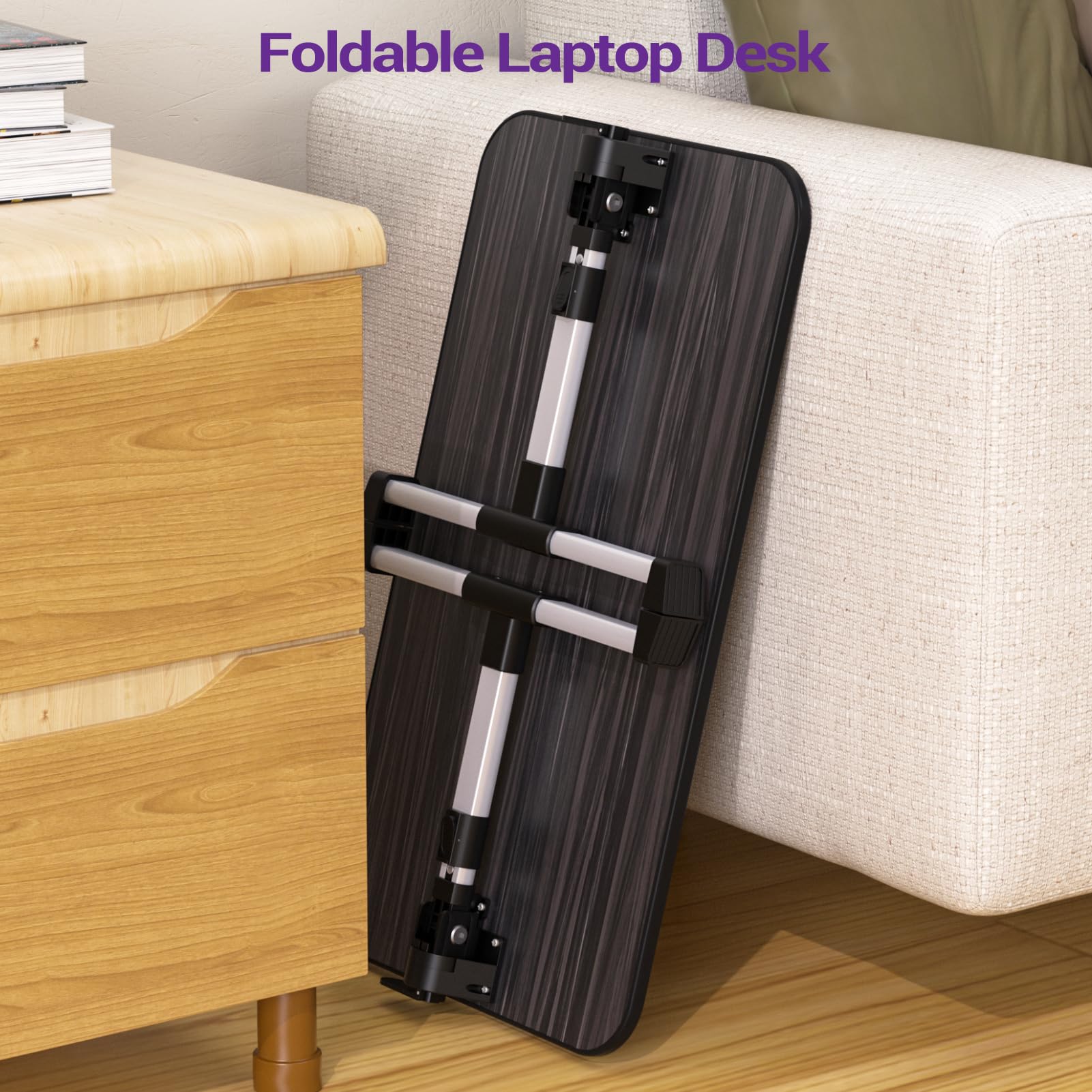 NEARPOW Laptop Bed Tray Table, Adjustable Laptop Bed Stand, Portable Standing Table with Foldable Legs, Foldable Lap Tablet Table for Sofa Couch Floor - Medium Size
