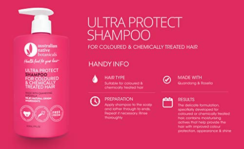 Australian Native Botanicals Natural Vegan Sulfate Free Shampoo For Men & Women, Colored & Chemically Treated Hair, 17 Fl Oz