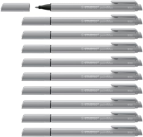STABILO Nylon Tip Writing Pen pointMax - Pack of 10 - light cold grey