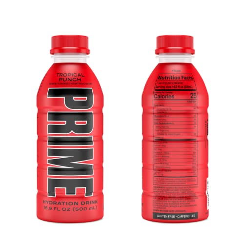 Prime Hydration Sports Drink Variety Pack - Energy Drink, Electrolyte Beverage - Lemon Lime, Tropical Punch, Blue Raspberry - 16.9 Fl Oz (6 Pack) By Golax