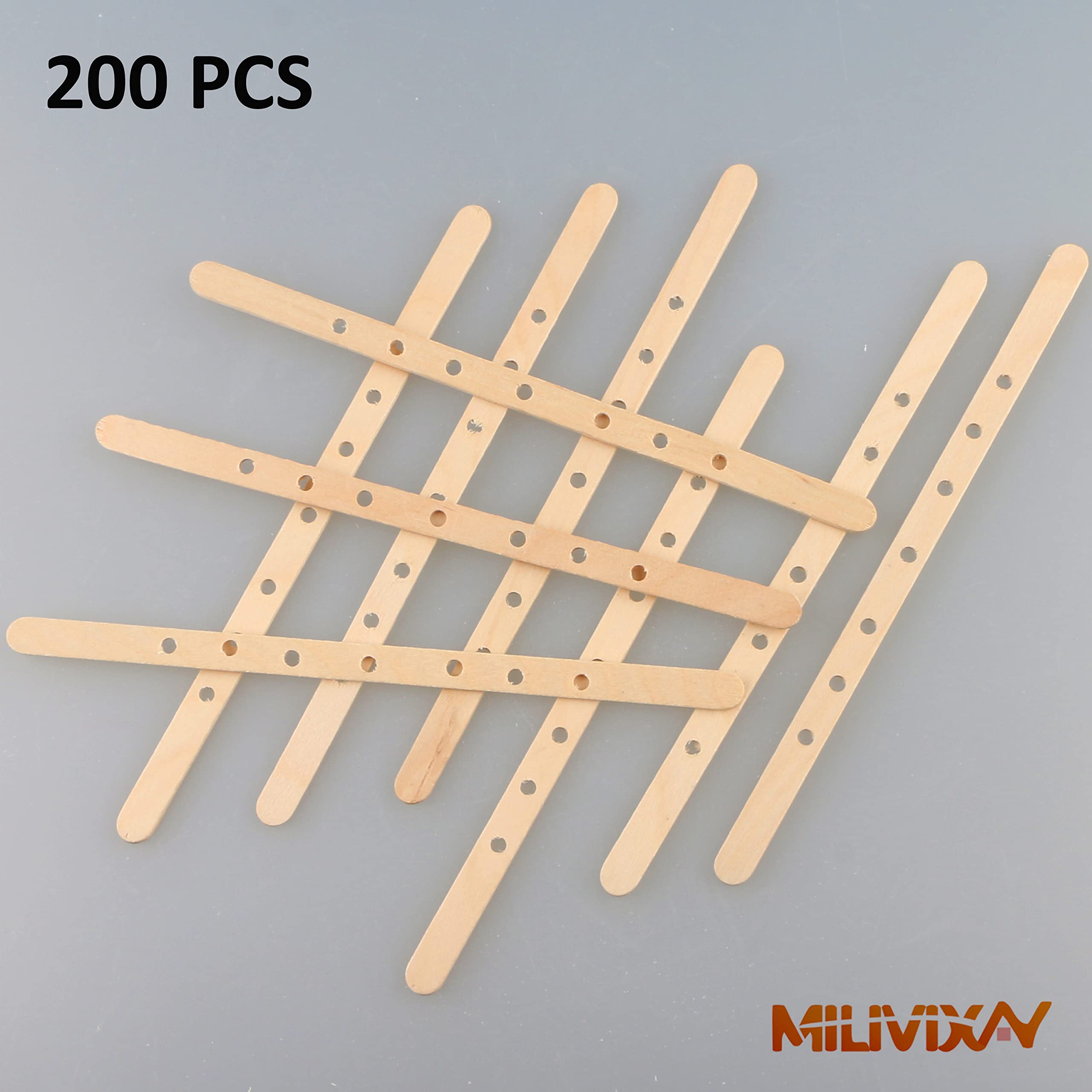 MILIVIXAY 100pcs Wooden Candle Wick Holders, Candle Wicks Centering Device, Candle Wick Bars, Wick Holders for Large & Multiwick Candles.
