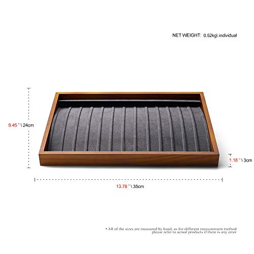 Oirlv Wood 13 Grids Necklace/Bracelet/Pendant Display Tray Jewelry Drawer Organizer Stackable Jewelry Trays(Grey)