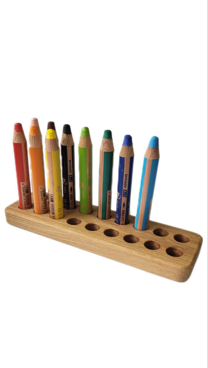 Pencil holder for 18 Stabilo pencils wooden pencil holder gift for kids desk organization Montessori pencils organizer homeschool art supplies pencils are not included