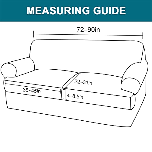 3 Pieces Sofa Covers T Cushion Sofa Slipcovers for 2 Cushion Couch Stretch Couch Cover Soft Sofa Slip Cover Furniture Covers with 2 Individual T Cushion Seat Covers (2 Cushion Sofa, Biscotti Beige)