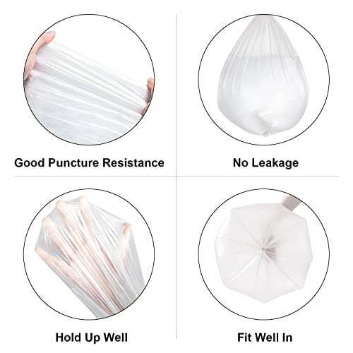 T.FORING Mini Trash Bags 2 Gallon - 240 Count Small Garbage Bags Clear,7.5 Liter Plastic Trash Can Liners,Strong Little Wastebasket Liners for Home Bedroom Bathroom and Diaper