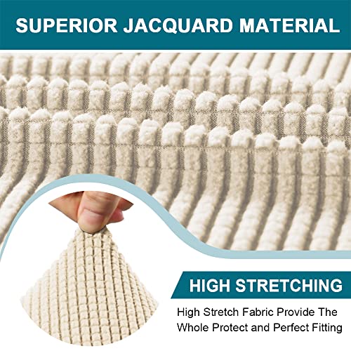 3 Pieces Sofa Covers T Cushion Sofa Slipcovers for 2 Cushion Couch Stretch Couch Cover Soft Sofa Slip Cover Furniture Covers with 2 Individual T Cushion Seat Covers (2 Cushion Sofa, Biscotti Beige)