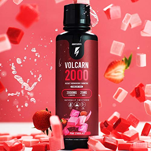 InnoSupps Volcarn 2000 - Advanced Fat Burning Liquid | L-Carnitine,GBEEC, Boost Energy, ATP Enhancer | Caffeine Free, No Artificial Sweeteners | 32 Servings (Pink Starblast)