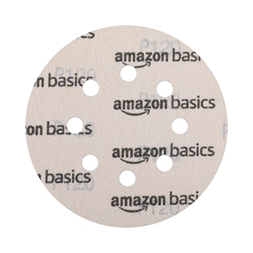 Amazon Basics 8-Hole Hook and Loop Sanding Discs - Assorted Grit, 5-Inch, 100-Pack