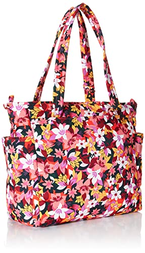 Vera Bradley Women's Cotton Utility Tote Bag, Rosa Floral - Recycled Cotton, One Size