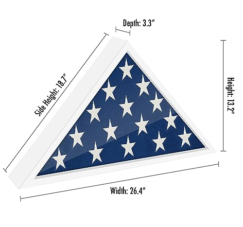 Americanflat Large Flag Display Case for Burial Flag - Fits Folded 5 x 9.5' Flag - Military Flag Case - Silhouette Collection - Flag Box Display Case for Wall or Tabletop - White