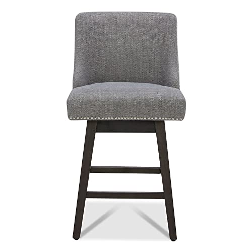 CHITA Counter Height Swivel Barstool,26" H Seat Height Upholstered Bar Stool,Fabric in Fog