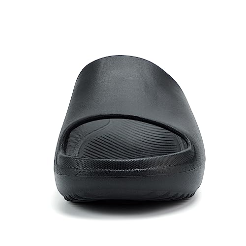 ANLUKE Pillow Slippers for Women and Men Comfortable Cloud Slides for Indoor and Outdoor Home Cushioned Thick Sole Soft Rebound Black 42/43
