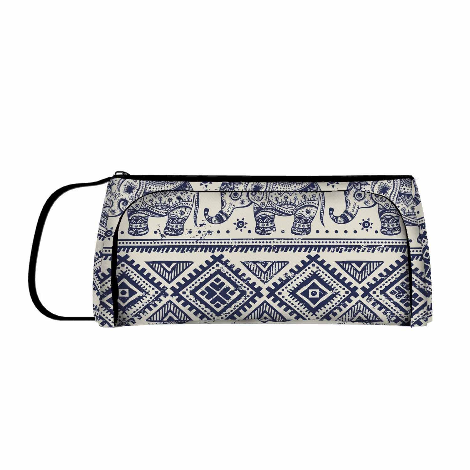Nicokee Elephant Pencil Case Ethnic African Aztec Tribal Pencil Pouch Cosmetic Bag for School Office Travel