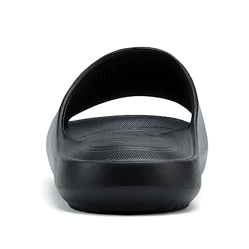 ANLUKE Pillow Slippers for Women and Men Comfortable Cloud Slides for Indoor and Outdoor Home Cushioned Thick Sole Soft Rebound Black 42/43