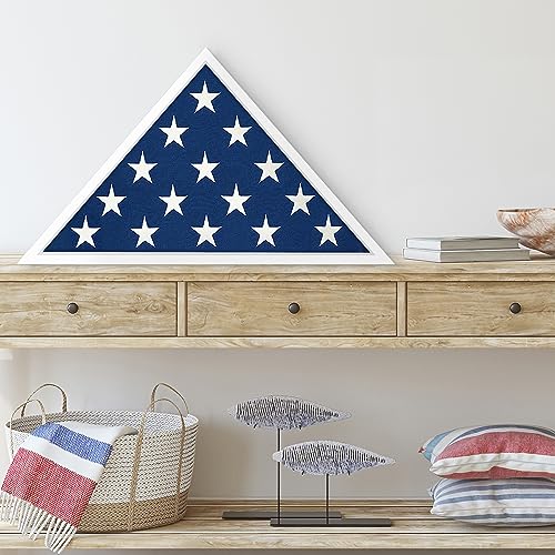 Americanflat Large Flag Display Case for Burial Flag - Fits Folded 5 x 9.5' Flag - Military Flag Case - Silhouette Collection - Flag Box Display Case for Wall or Tabletop - White