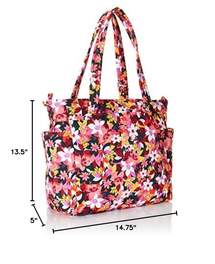 Vera Bradley Women's Cotton Utility Tote Bag, Rosa Floral - Recycled Cotton, One Size