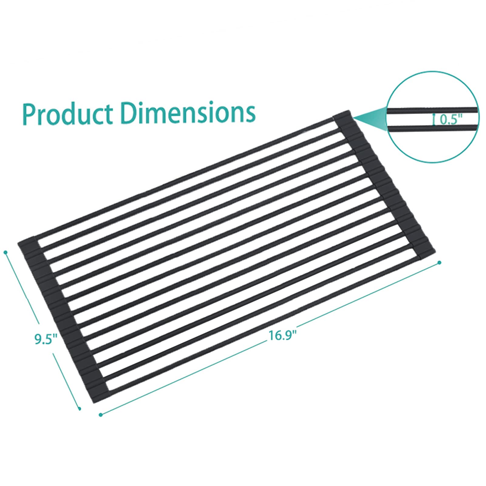 LIMNUO Roll Up Dish Drying Rack, ,Silicone Wrapped Steel Foldable Dish Drying Rack