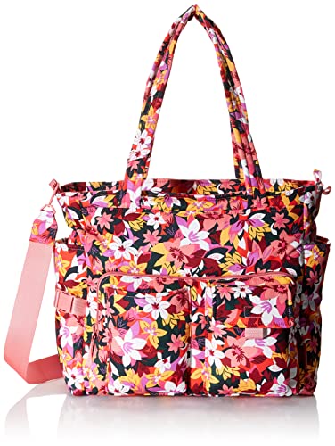 Vera Bradley Women's Cotton Utility Tote Bag, Rosa Floral - Recycled Cotton, One Size