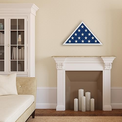 Americanflat Large Flag Display Case for Burial Flag - Fits Folded 5 x 9.5' Flag - Military Flag Case - Silhouette Collection - Flag Box Display Case for Wall or Tabletop - White
