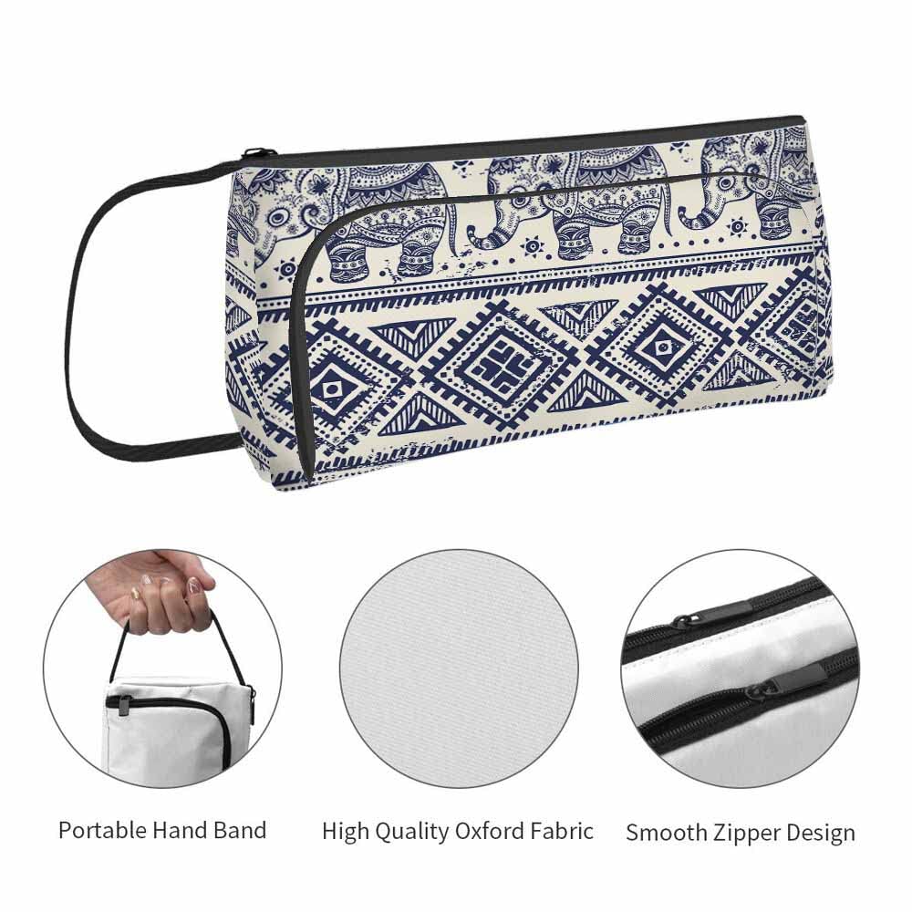 Nicokee Elephant Pencil Case Ethnic African Aztec Tribal Pencil Pouch Cosmetic Bag for School Office Travel