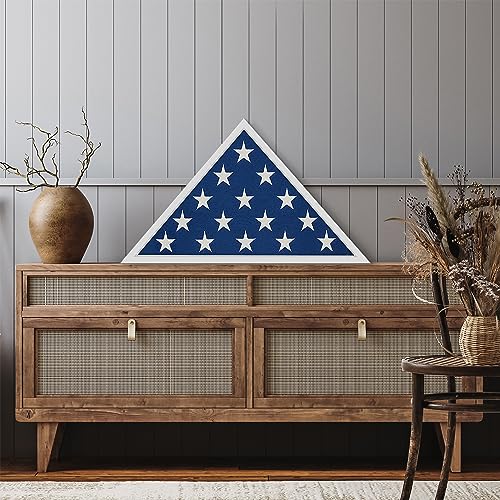 Americanflat Large Flag Display Case for Burial Flag - Fits Folded 5 x 9.5' Flag - Military Flag Case - Silhouette Collection - Flag Box Display Case for Wall or Tabletop - White