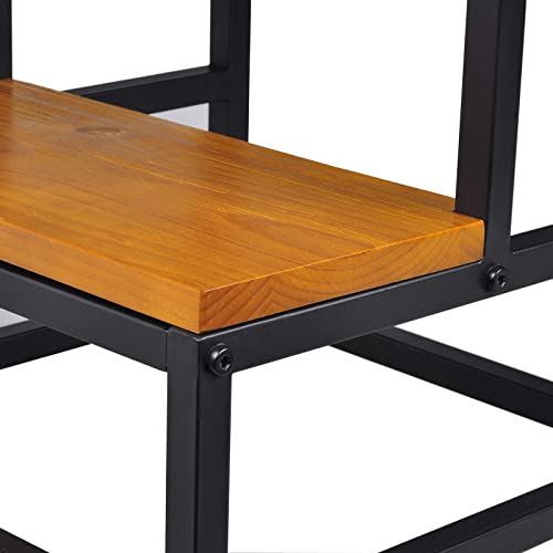 Wooden Step Stool for Adults with 400lb Load Capacity -Assembly Required(Teakwood)