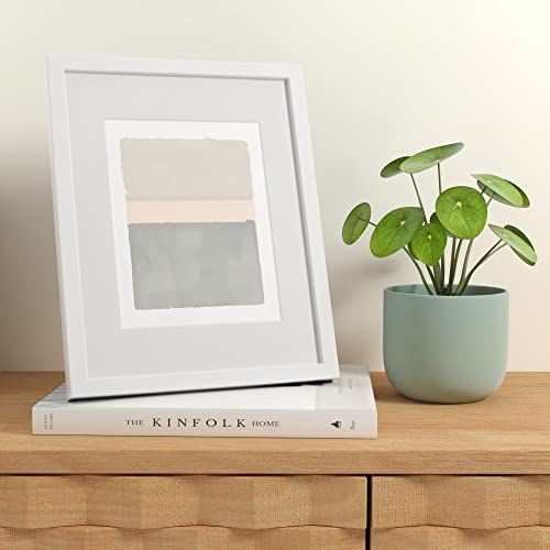 Amazon Basics Photo Picture Frame - 11" x 14" or 8" x 10" with mat, White - Pack of 2