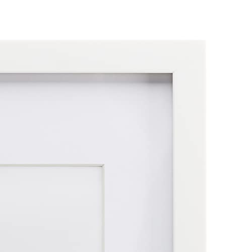 Amazon Basics Photo Picture Frame - 11" x 14" or 8" x 10" with mat, White - Pack of 2