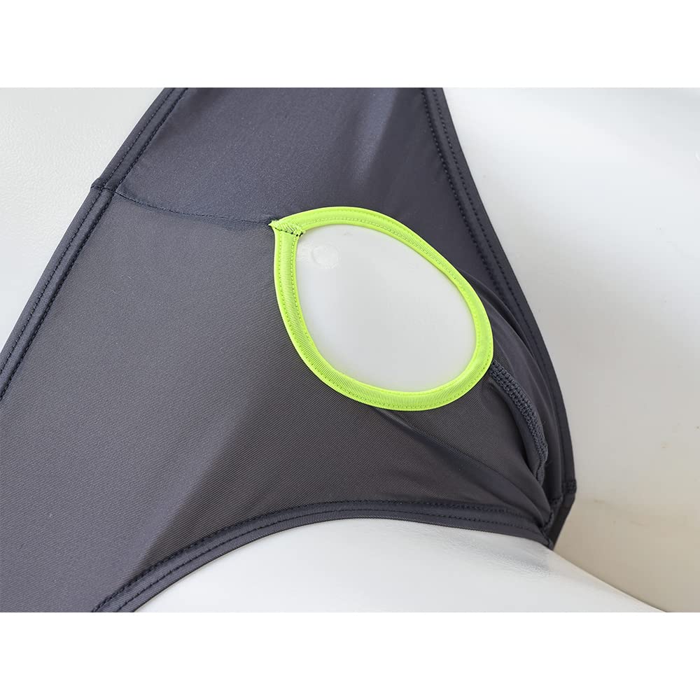 ZONBAILON Mens Sexy Sheer See Through Underwear Briefs Ultra Thin Front Opening Bikini Low Rise Jockstraps Grey M