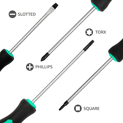 Amazon Basics 12-Piece Magnetic Screwdriver Set, Turquoise