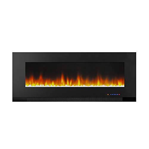 Amazon Basics Wall-Mounted Recessed Electric Fireplace - 50-Inch, Black