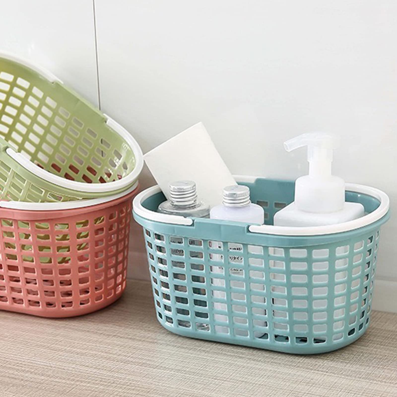 Portable Shower Basket, Box With Handle Plastic Organizer,Bathroom Torage Boxes, College Dorm Room Supplies, Kitchen, Camp, Gym (Pink)