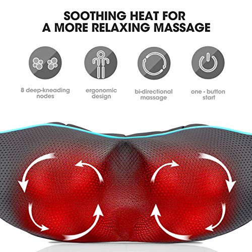 Massager with Heat - Deep Tissue Kneading Electric Back Massage for Neck, Back, Shoulder, Waist, Foot - Shiatsu Full Body Massage, Relax Gift for Her/Him/Friend/Dad/Mom