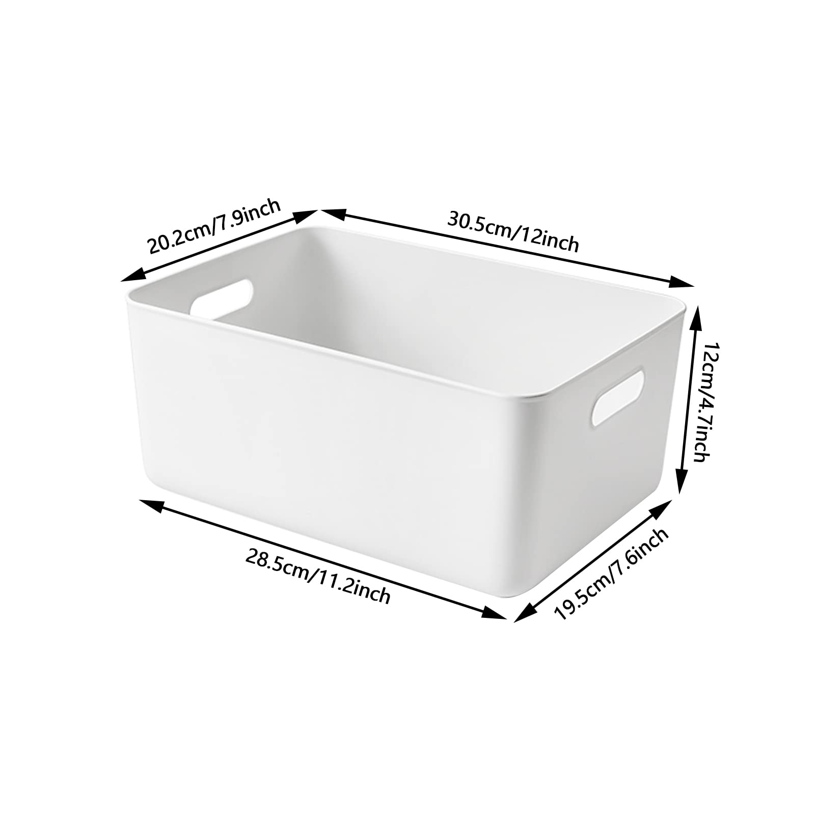 ZOAJU Plastic Basket Set, Pack of 6 Storage Basket Pantry Bins Kitchen Spice Rack Organizer for Shelves Drawers Pantry Closet Classroom Bathroom 12 In x 7.9 In x 4.7 In , White