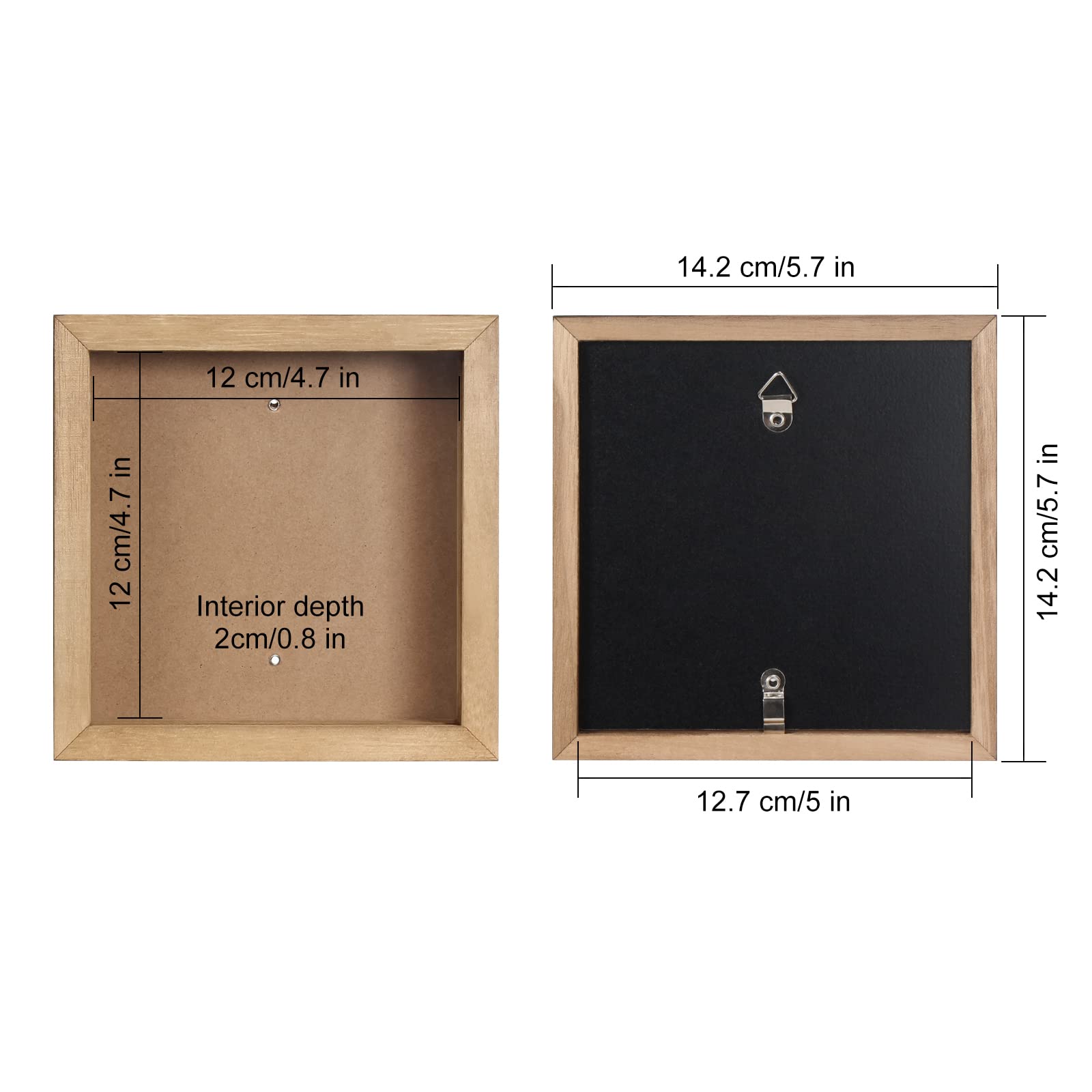 TJ.MOREE Small Shadow Box Frame 5 x 5 Shadowbox Display Case Wooden Picture Frame with Glass Wedding Memorabilia Medals Photos for Wall and Tabletop - Wood