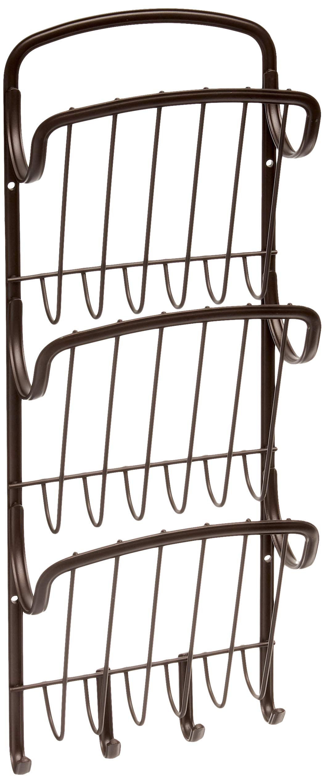 Spectrum Diversified Ashley 3-Tier Letter Holder & Key Rack Triple Wall Mount Hooks, Mail Holder for Home & Office Organization, Bronze