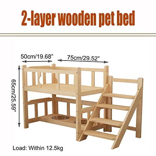 Pet Bed Bed Frame for Puppies, 2 Floors of Pet Beds with Stairs, Raised Pet Shelters, Cat Litters and Kennels(Size:L(75x50x65cm))