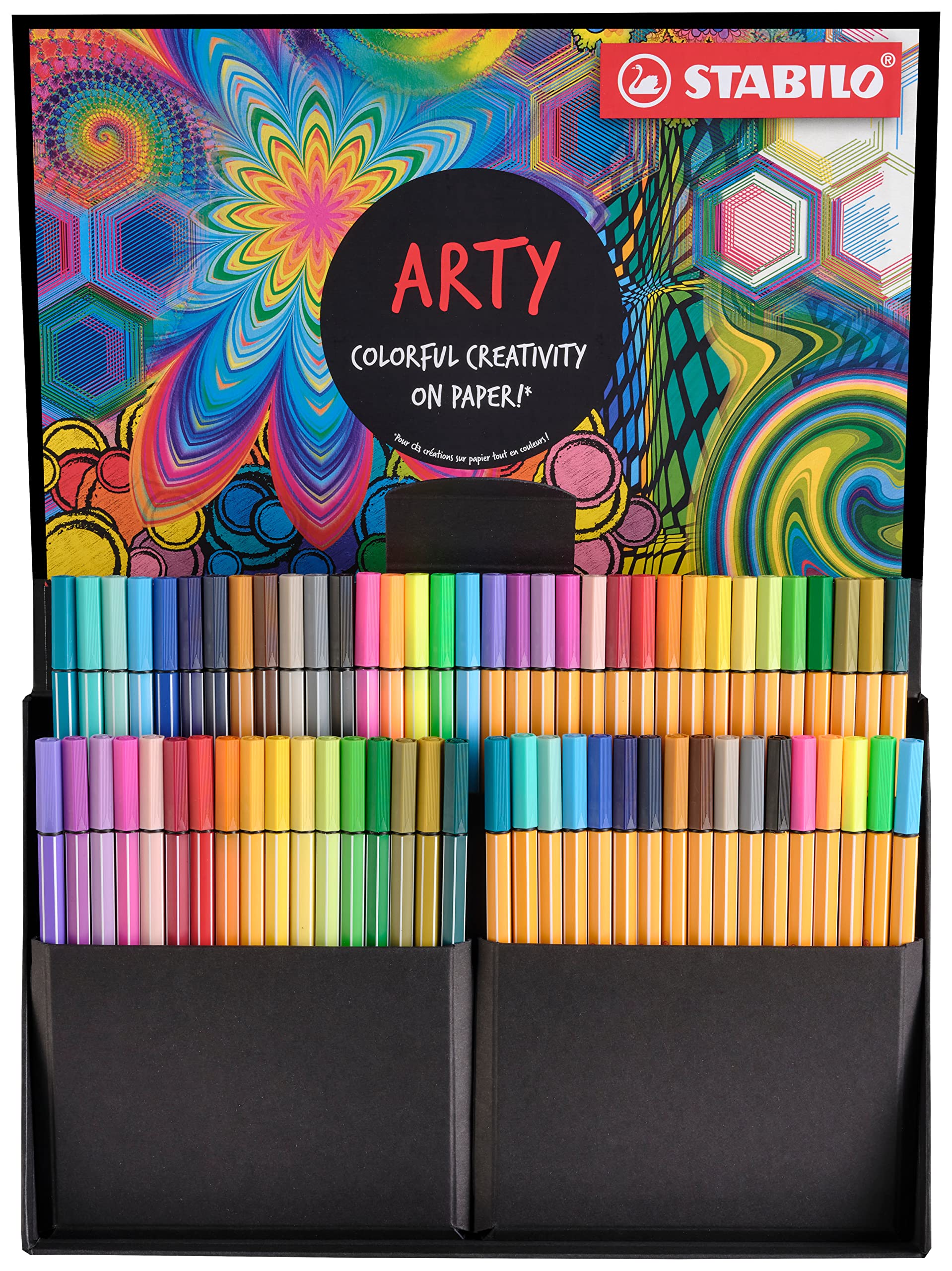 Pen Set - STABILO Arty Creative Set - Pack of 68 - Point 88 & Pen 68 - Fineliners & Fiber-Tip Pens - Assorted Colors