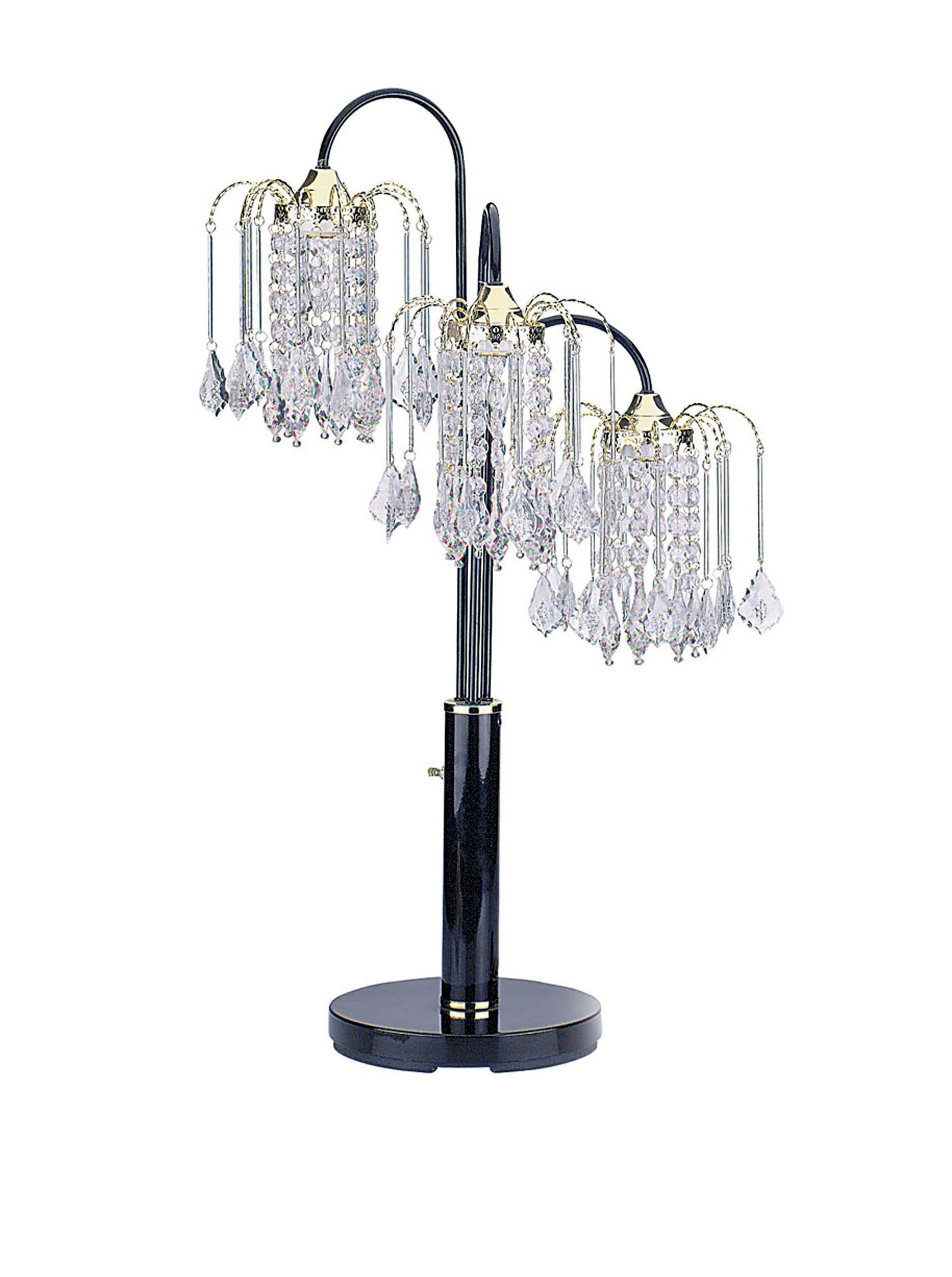 ORE International 716BK Table Lamp with Crystal-Like Shades, Black 34" x 15" x 15"