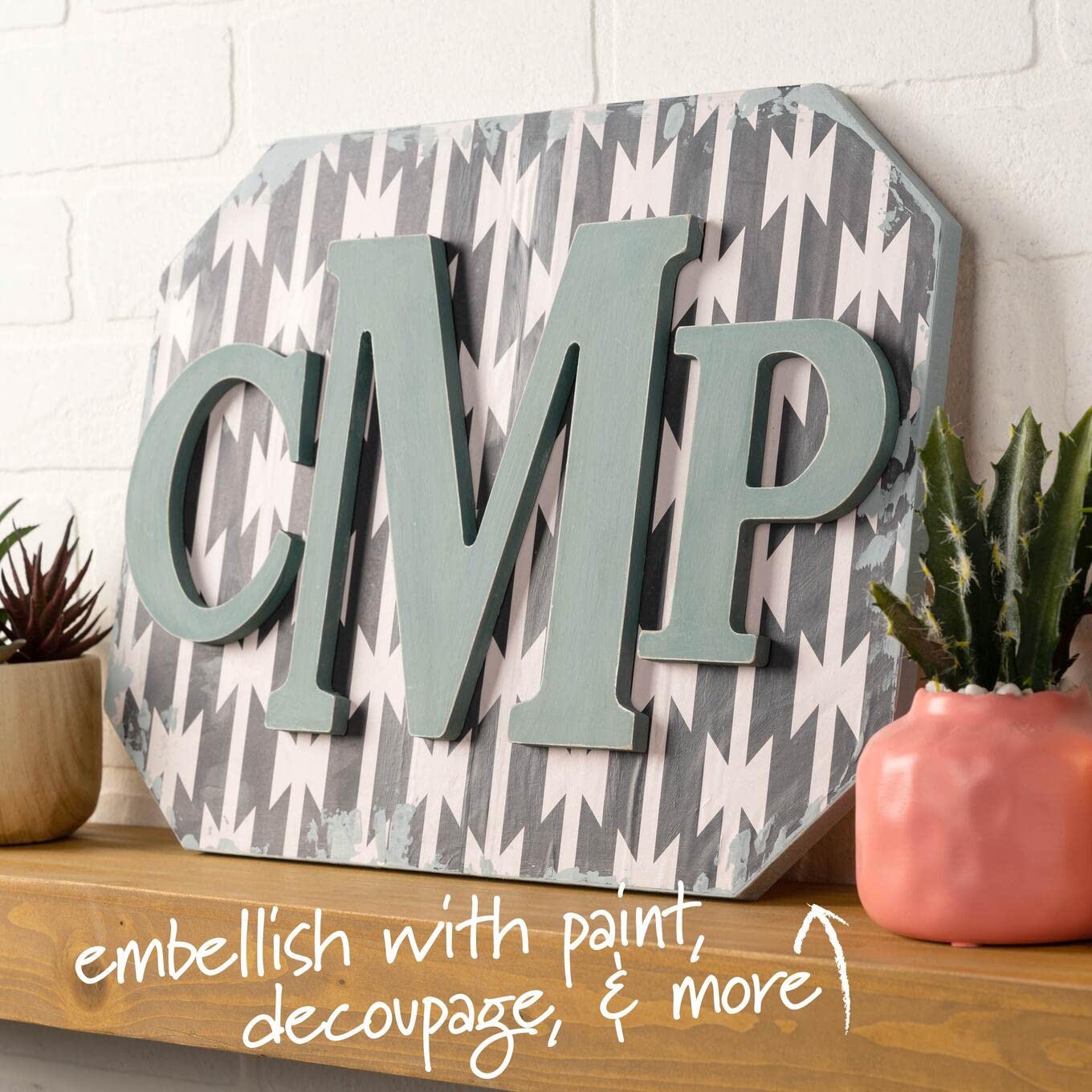 Plaid Wood Unfinished Letter, 8" Wooden Surface Perfect for DIY Arts and Crafts Projects, 63604, 8 inch