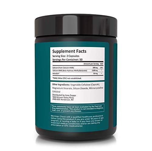 InnoSupps HMB+ | 1500mg HMB (Beta-Hydroxy Methylbutyrate) & 50mg Astragin | Enhanced Absorption, Preserves Muscle, Promotes Recovery, Increase Lean Muscle Mass | Gluten Free - 120 Veggie Capsules